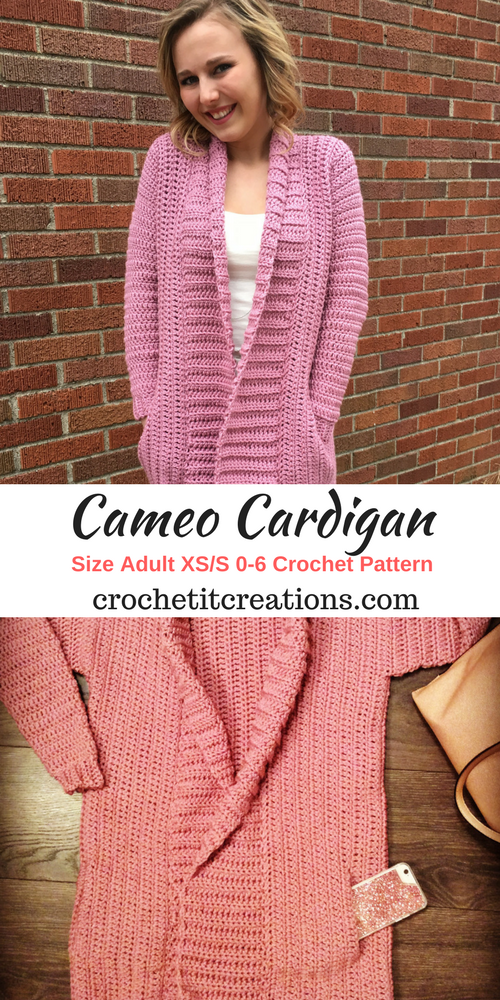 Cameo Cardigan Adult XS/S Crochet Pattern - Crochet It Creations