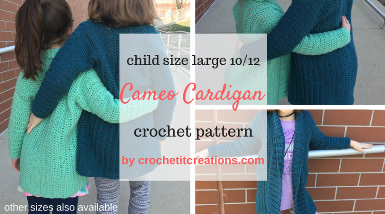 Cameo Cardigan Child Large Crochet Pattern - Crochet It Creations