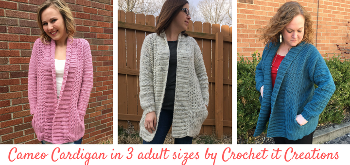 Cameo Cardigan Adult XS/S Crochet Pattern - Crochet It Creations
