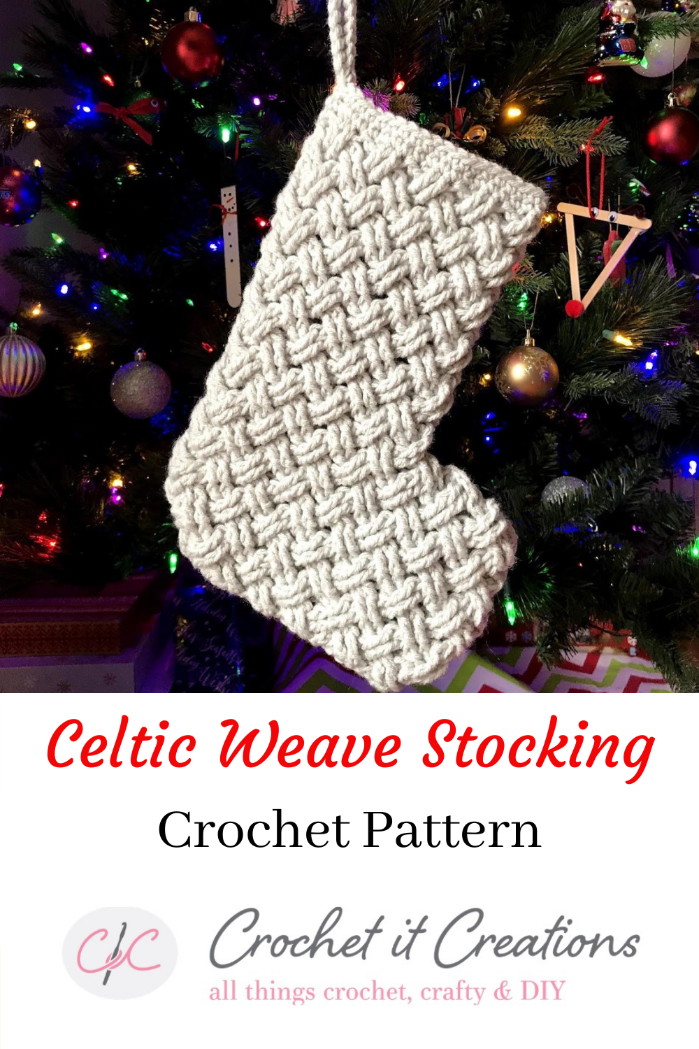 Celtic Weave Stocking Crochet Pattern - Crochet It Creations